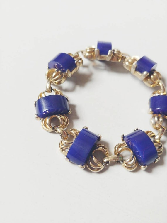1960s Cobalt Blue Thermoset Plastic Bracelet | Vintag… - Gem