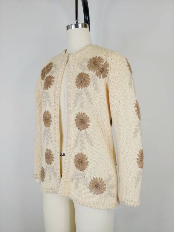 1960s Floral Embroidered Wool Cardigan | Vintage 60s … - Gem