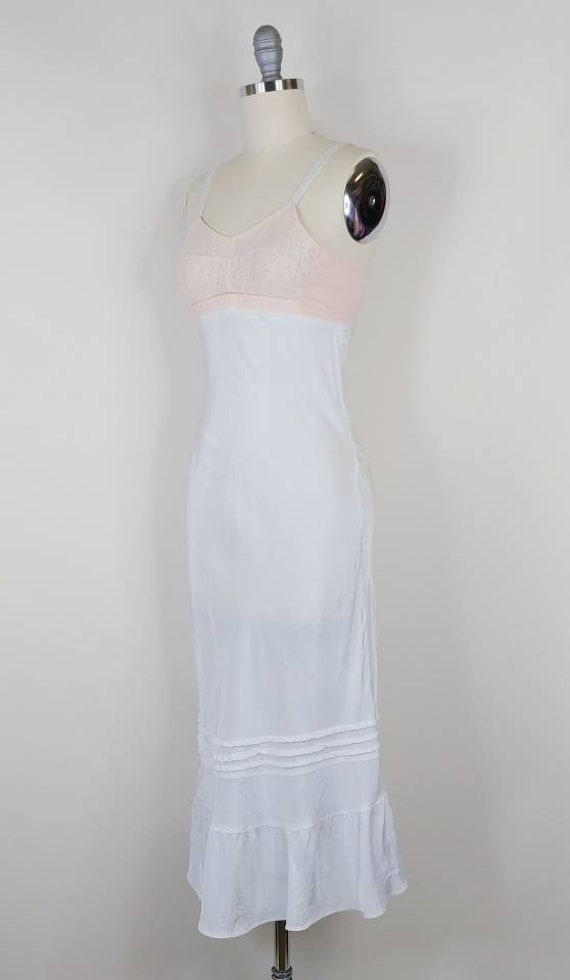 1930s Bias Cut White Slip Built In Bra Vintage 30s … Gem