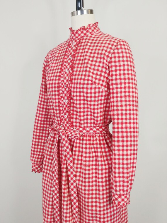 1960s Villager Red and White Gingham Wool Dress | Vin… - Gem