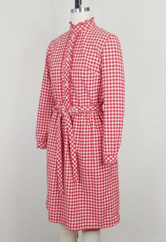 1960s Villager Red and White Gingham Wool Dress | Vin… - Gem