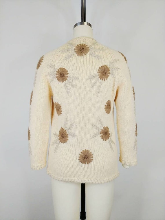 1960s Floral Embroidered Wool Cardigan | Vintage 60s … - Gem