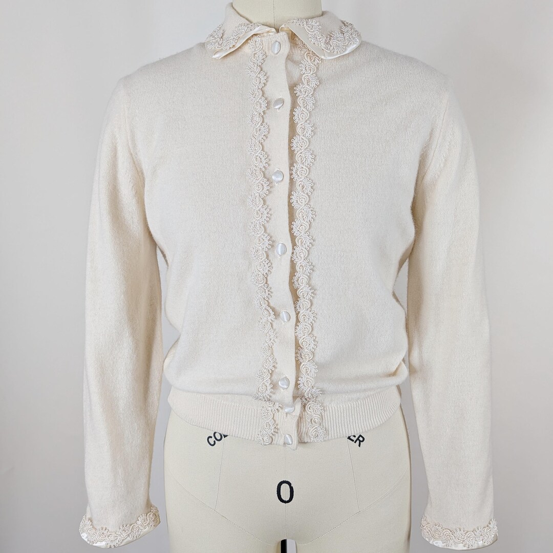 1950s Banff Cream Angora Wool Cardigan | Vintage 50s Formal Knit ...