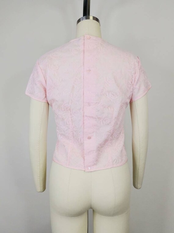 1960s Light Pink Lace Button Back Blouse | Vintage 60… - Gem