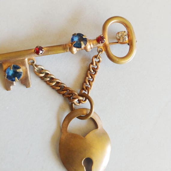 1950s Key to My Heart Brooch | Vintage 50s Rockabilly… - Gem