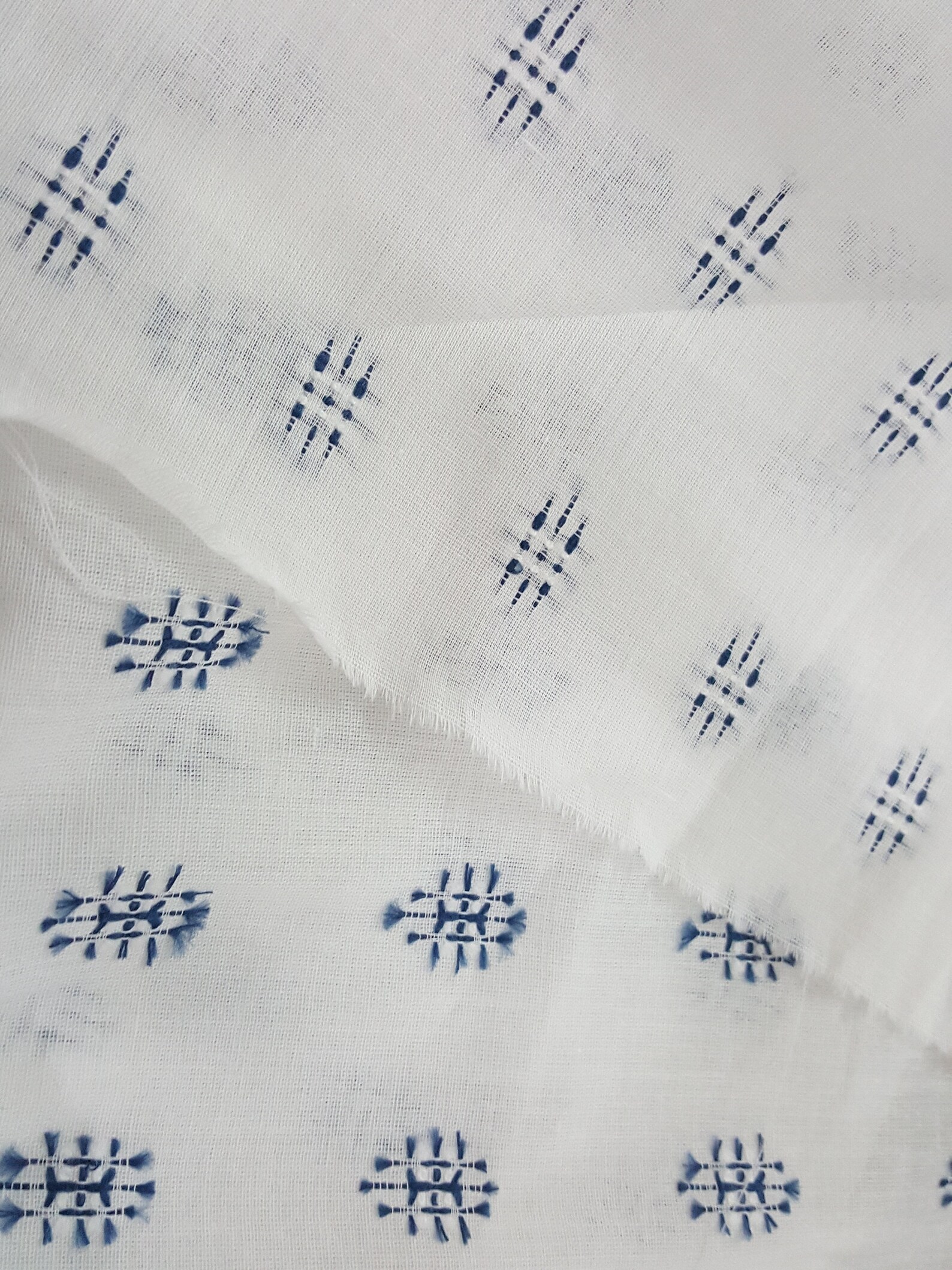 Blue and White Yarn Dyed Woven Cotton Voile Fabric by Yard - Etsy