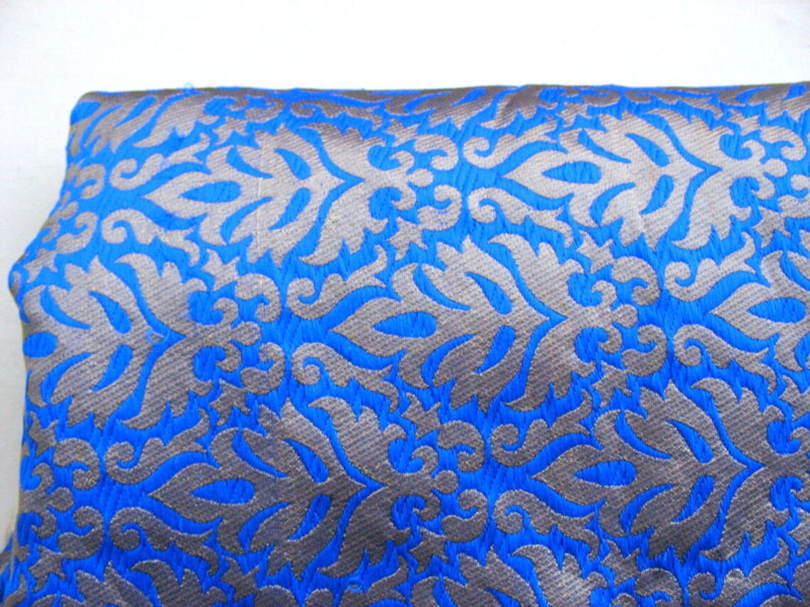 Royal Blue and Grey Polyester Brocade Fabric - Etsy