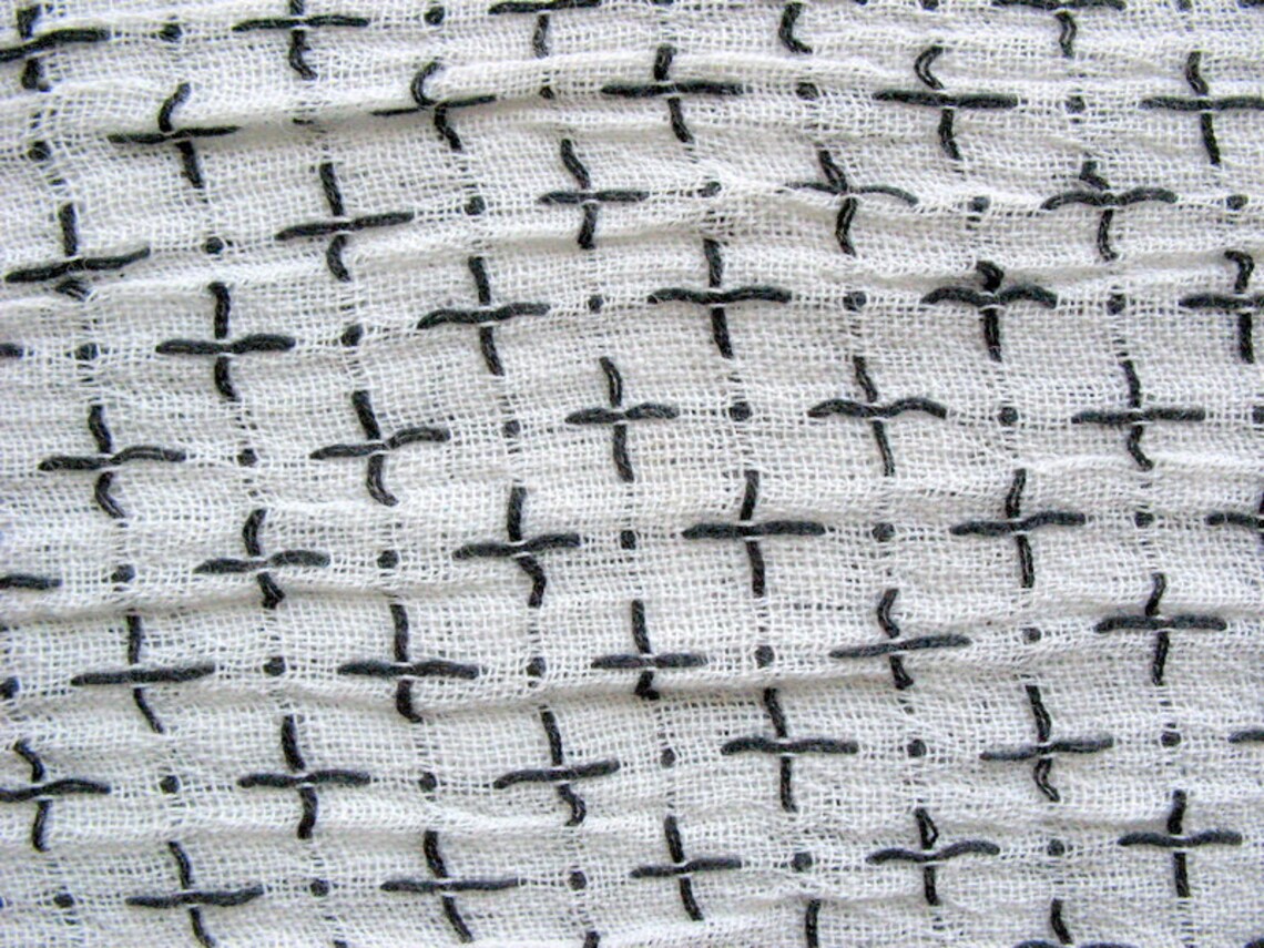 Black on White Yarn Dyed Cross Pattern Cotton Gauze Fabric by - Etsy
