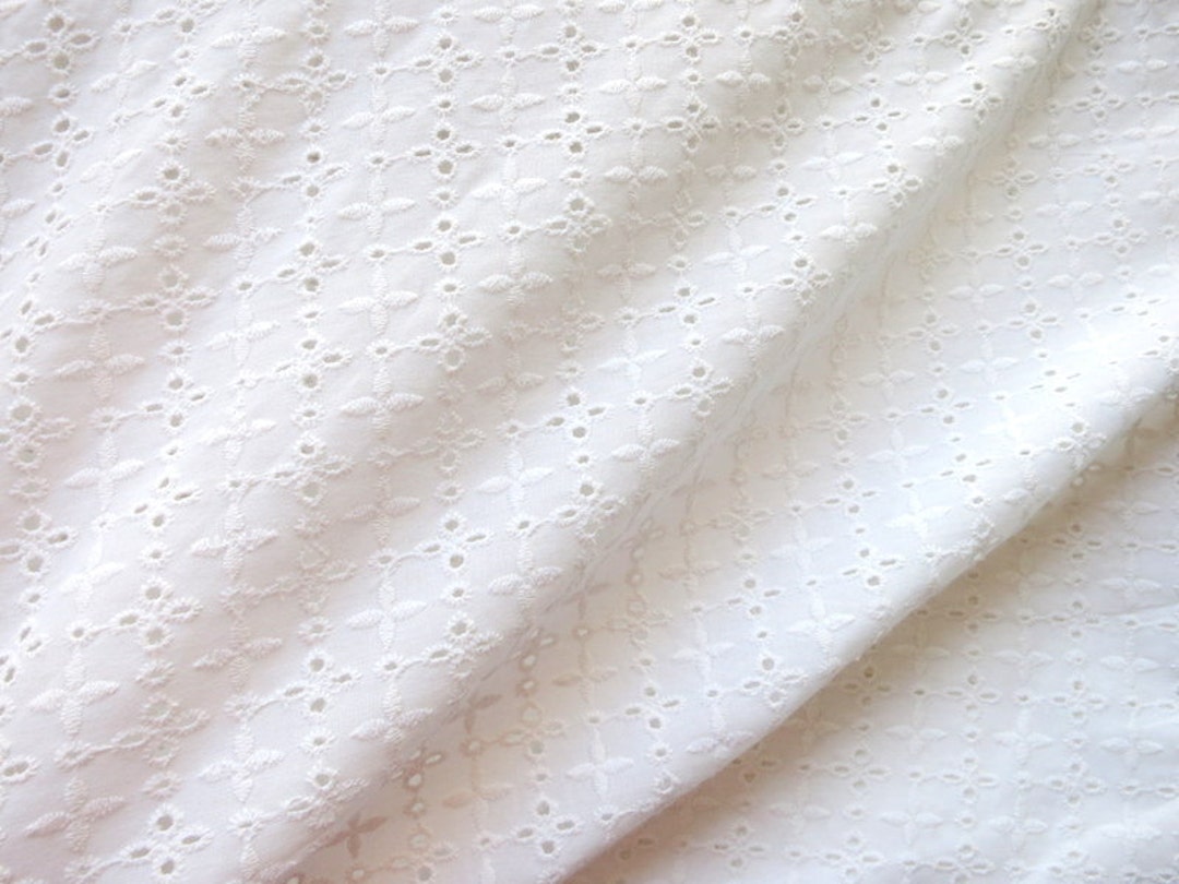 1 Yard 8 " Long White on White Geometric Pattern Embroidered Cotton ...