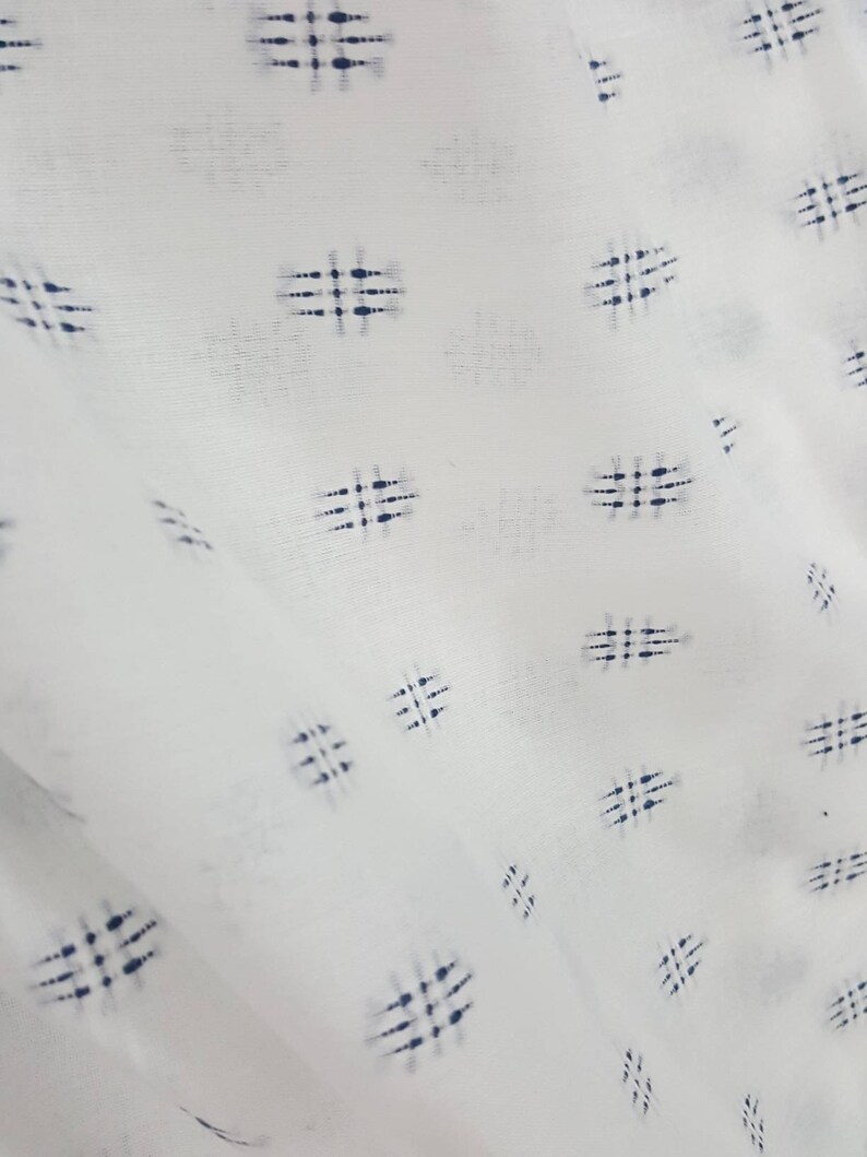 Blue and White Yarn Dyed Woven Cotton Voile Fabric by Yard - Etsy