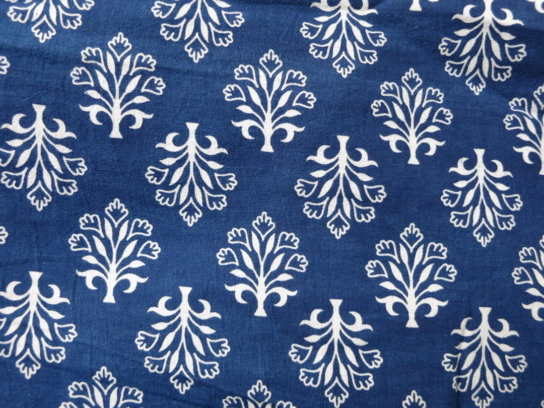 Indigo Hand Block Print Fabric Cotton Fabric Sold by Yard - Etsy