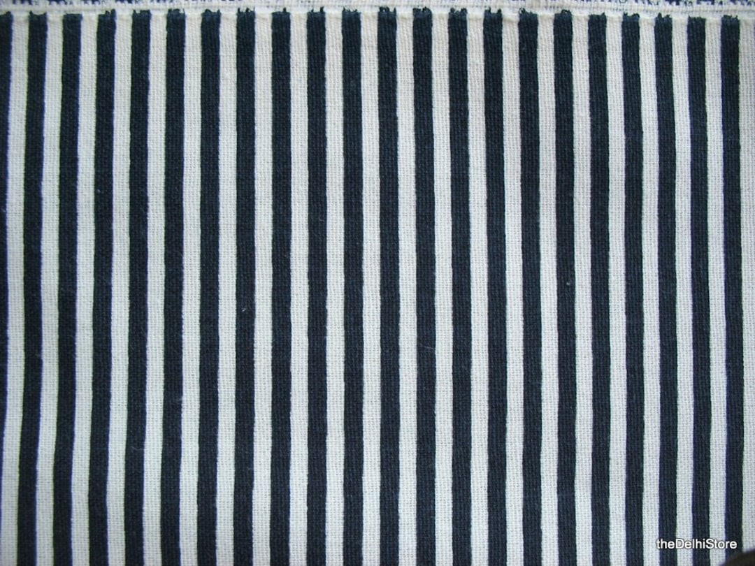 Black and White Stripes Print / Striped Cotton Canvas Fabric Sold by ...