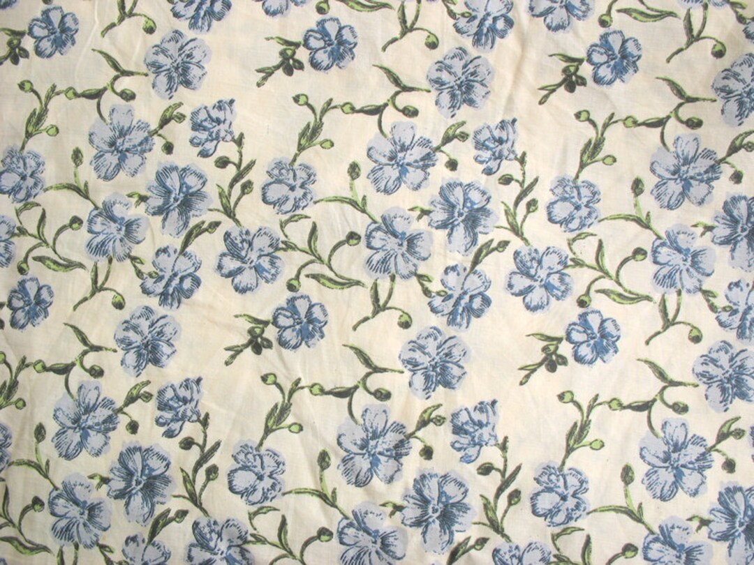 Floral Print Cotton Linen Fabric by Yard - Etsy