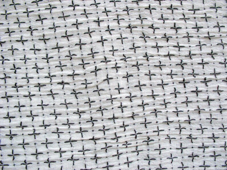 Black on White Yarn Dyed Cross Pattern Cotton Gauze Fabric by - Etsy
