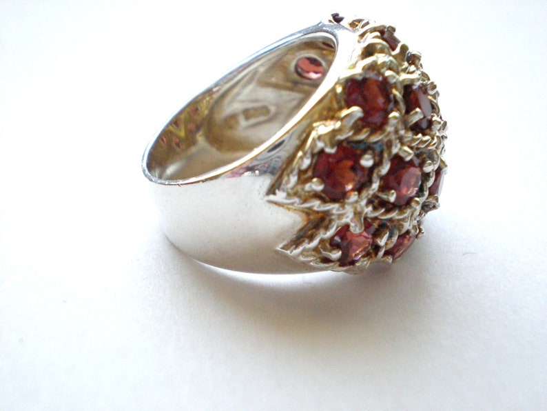 Large Garnet Multi Stone Ring Sterling Silver Size 7 - Etsy Israel