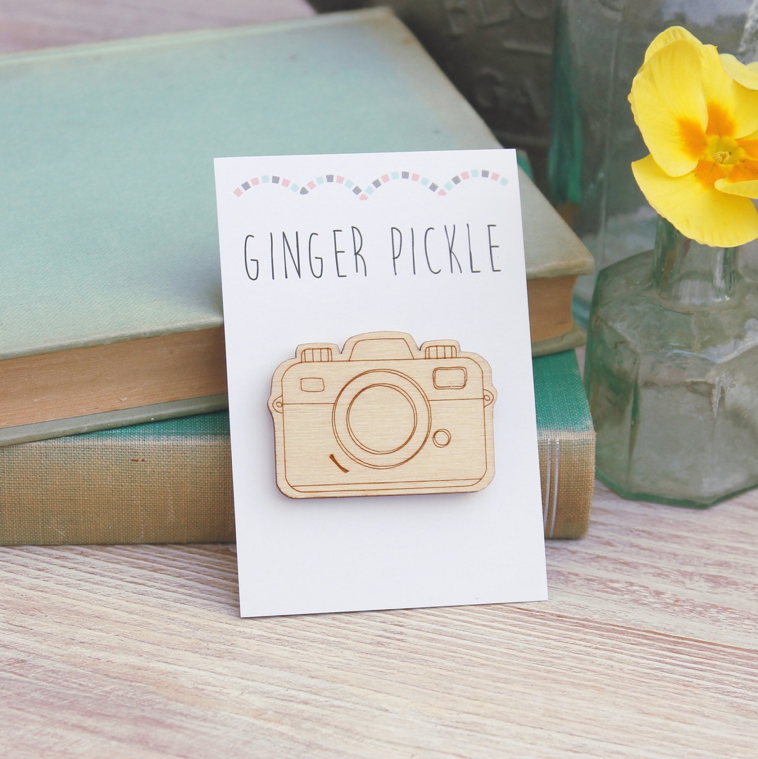 Laser Cut Wooden Camera Brooch - Etsy