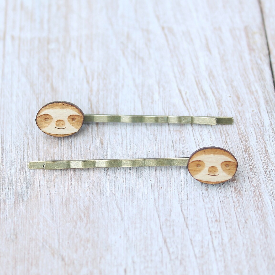 Laser Cut Wooden Sloth Hair Clips - Etsy