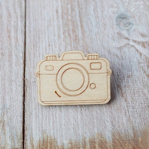 Laser Cut Wooden Camera Brooch - Etsy