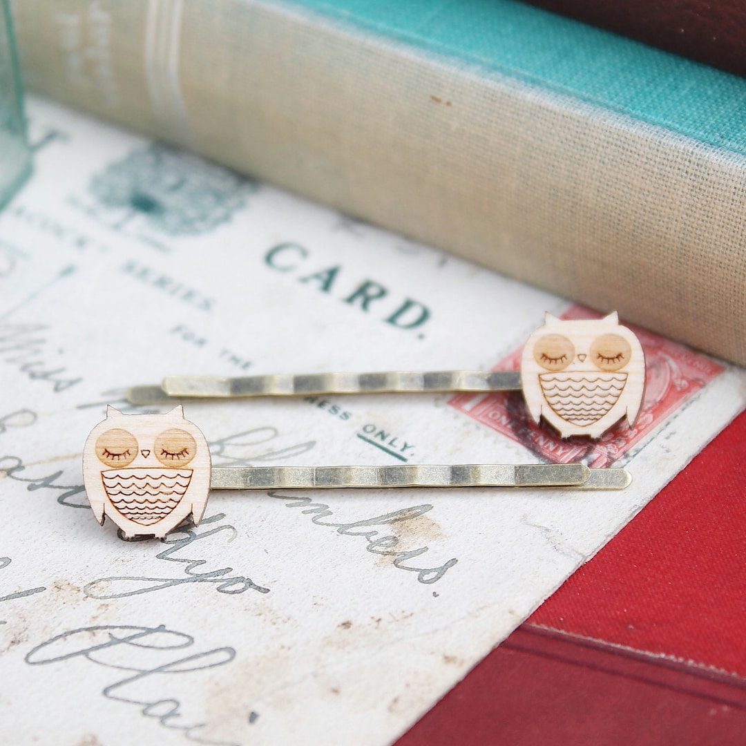 Laser Cut Wooden Owl Hair Grips - Etsy