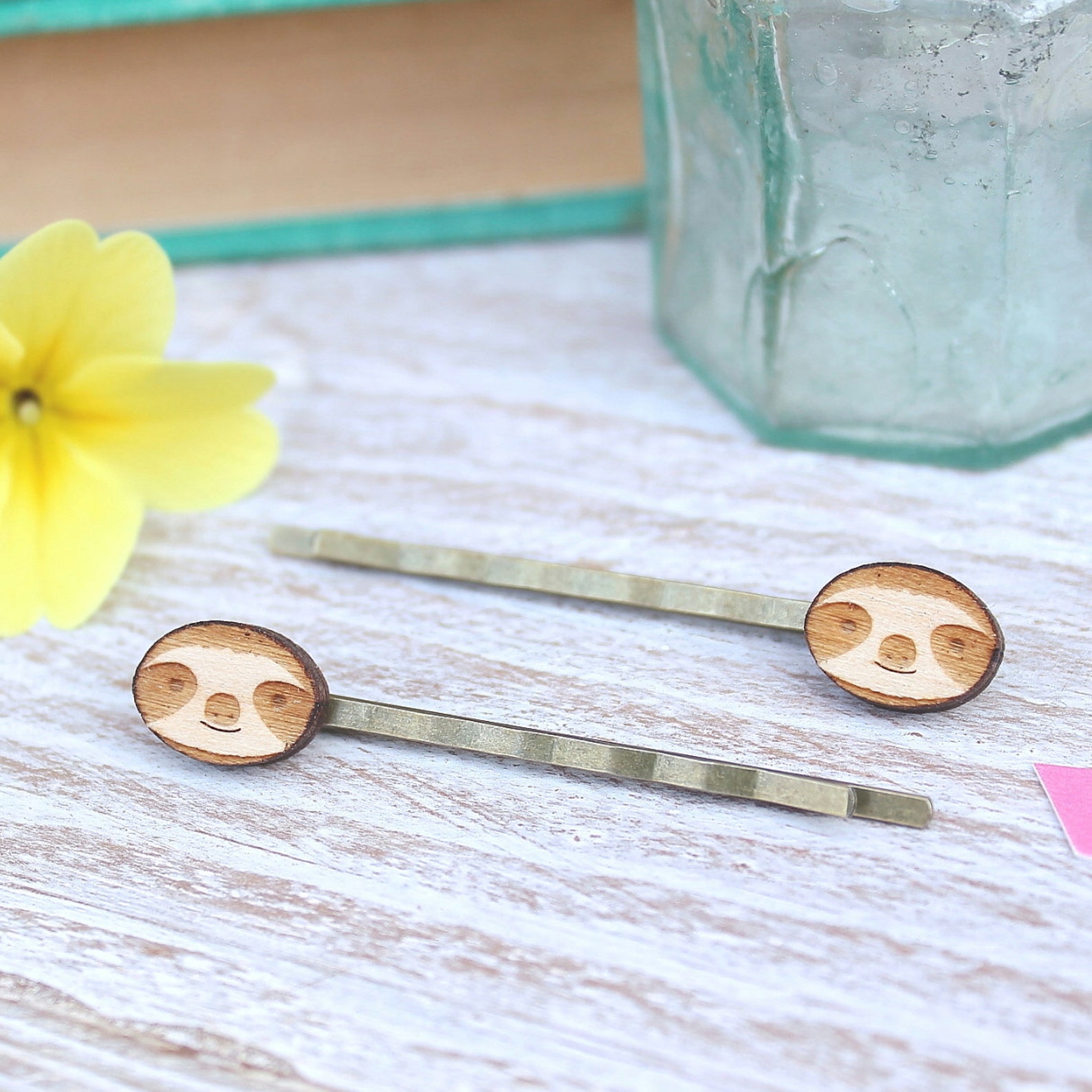Laser Cut Wooden Sloth Hair Clips - Etsy