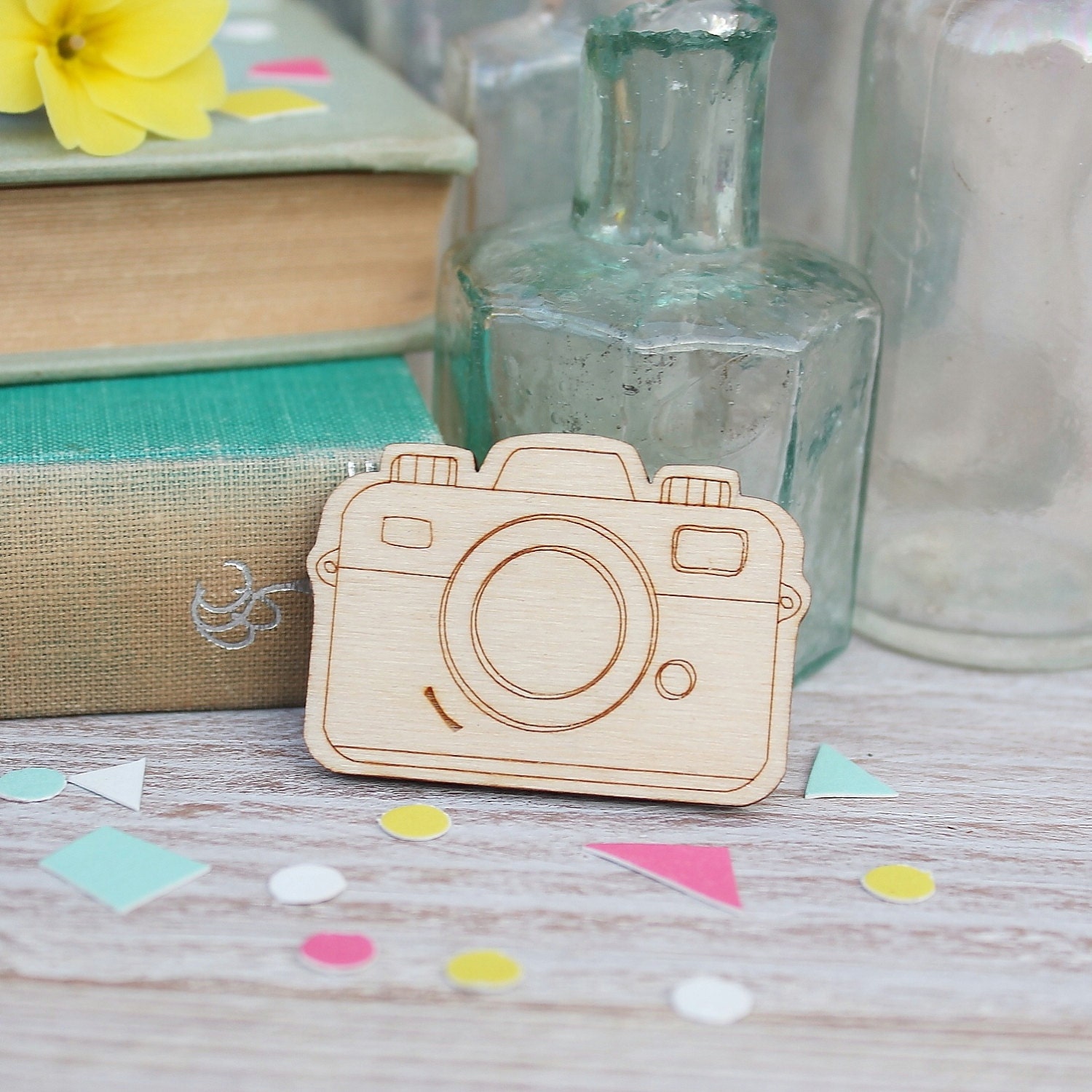 Laser Cut Wooden Camera Brooch - Etsy