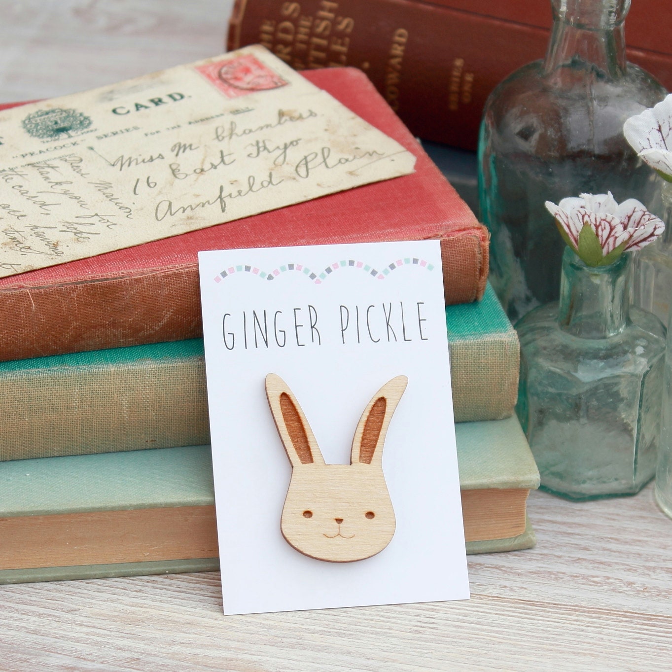 Laser Cut Wooden Bunny Rabbit Brooch | Etsy