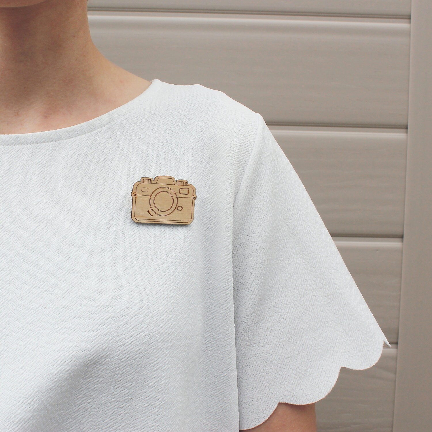 Laser Cut Wooden Camera Brooch - Etsy