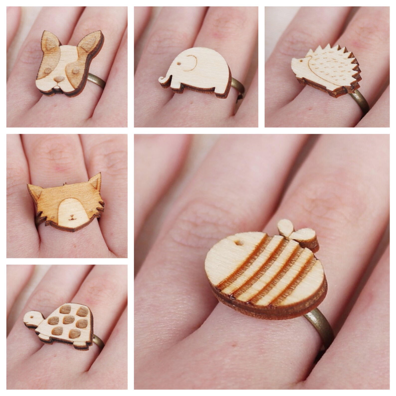 Wooden Animal Rings - Etsy