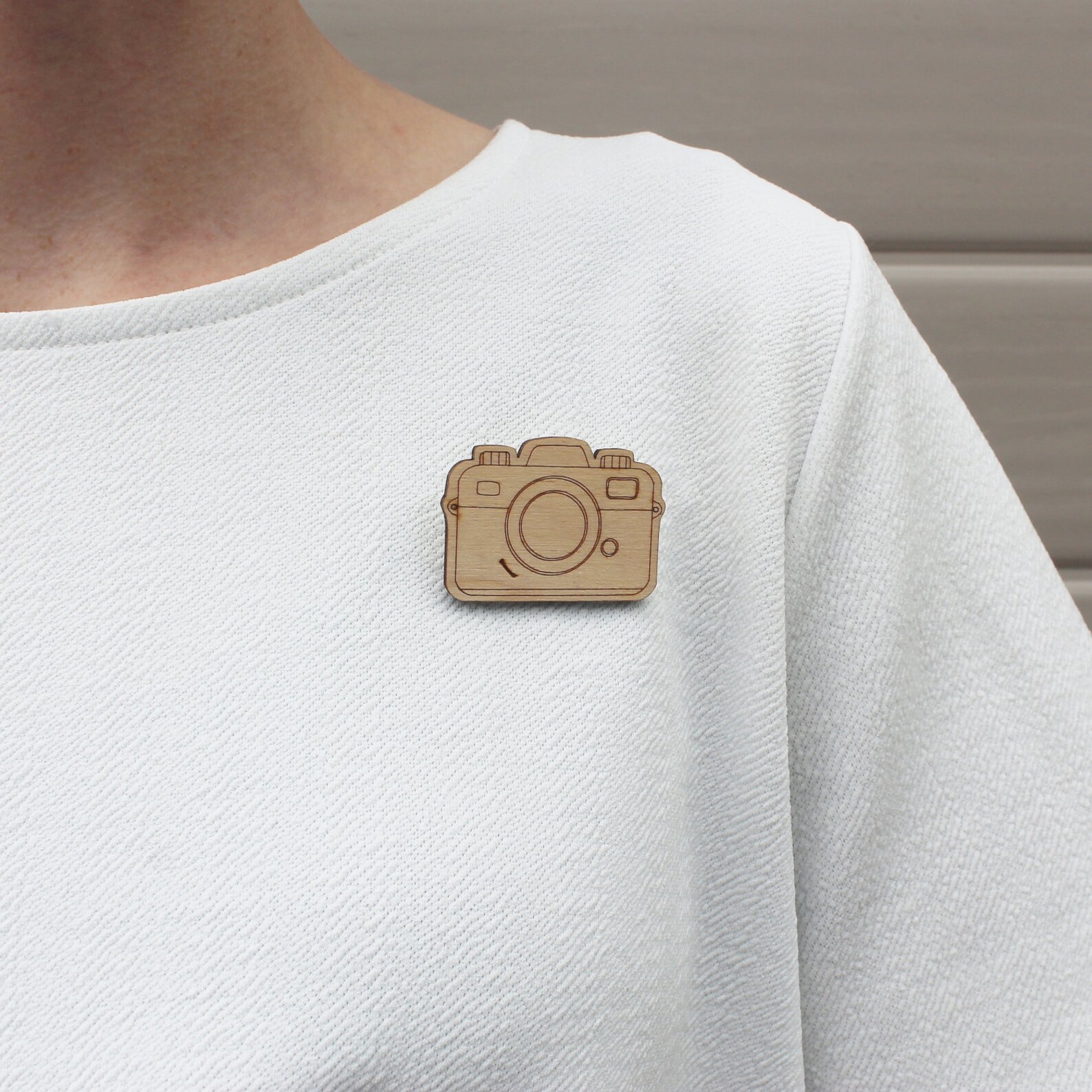 Laser Cut Wooden Camera Brooch - Etsy