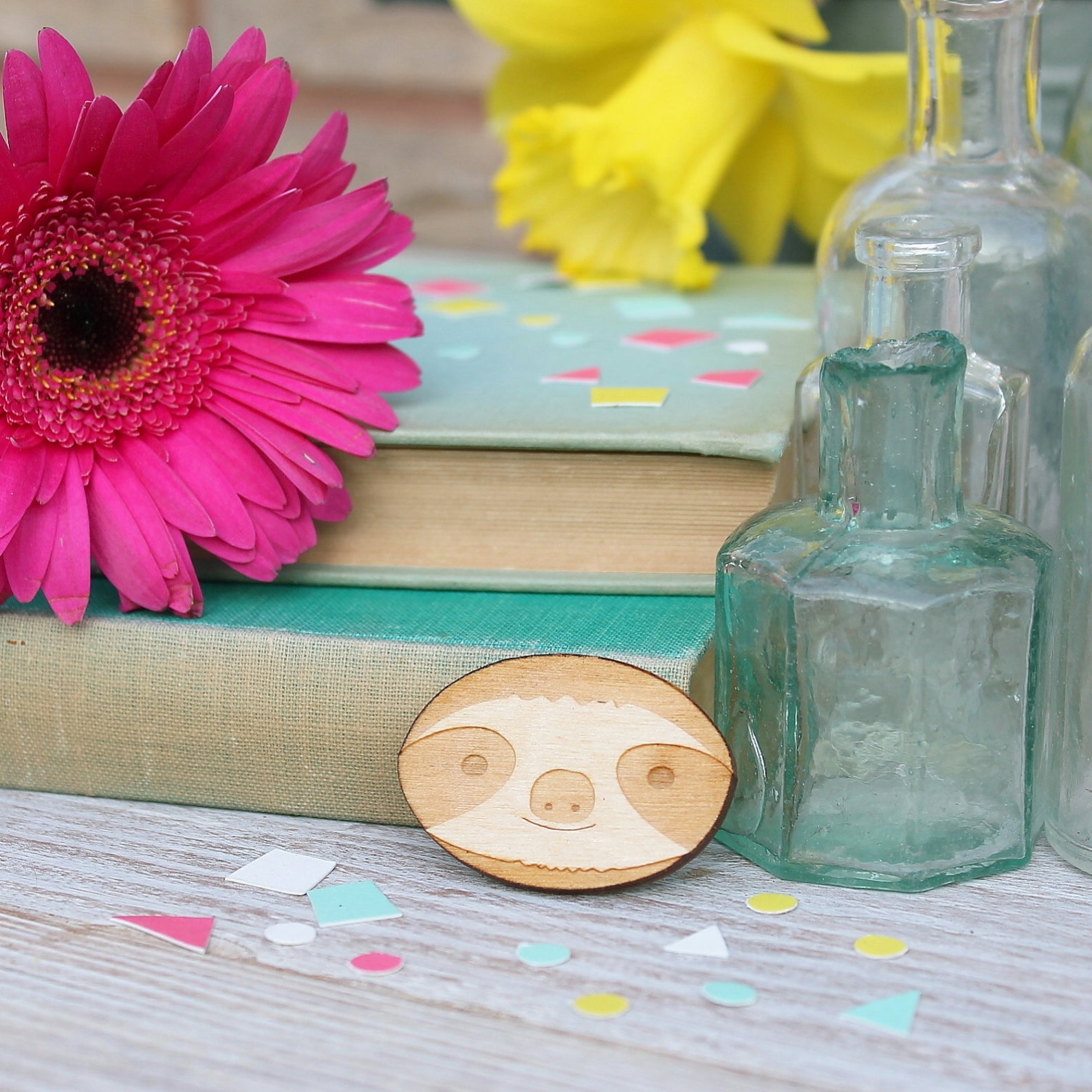 Laser Cut Wooden Sloth Brooch - Etsy UK