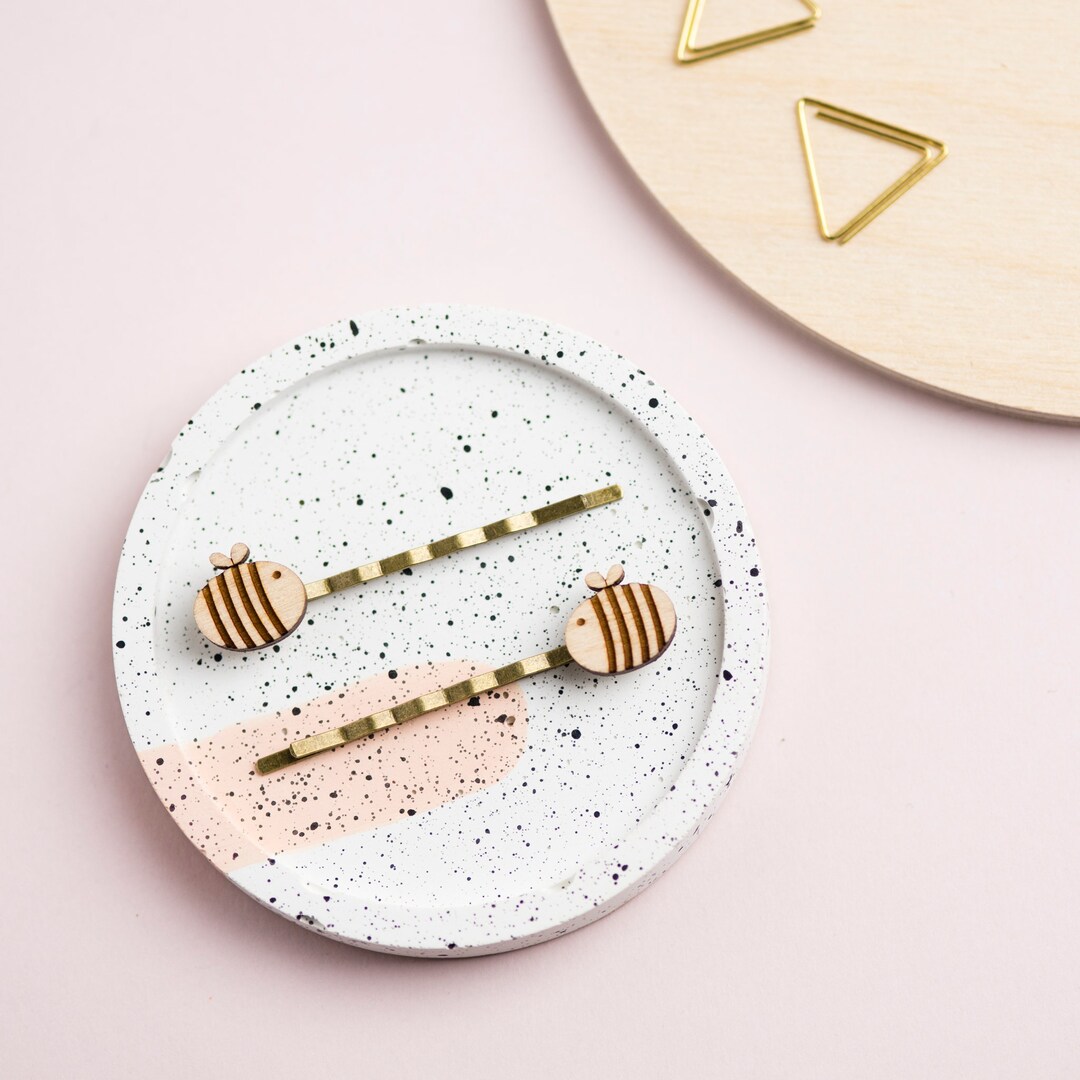 Laser Cut Wooden Bumble Bee Hair Slides - Etsy