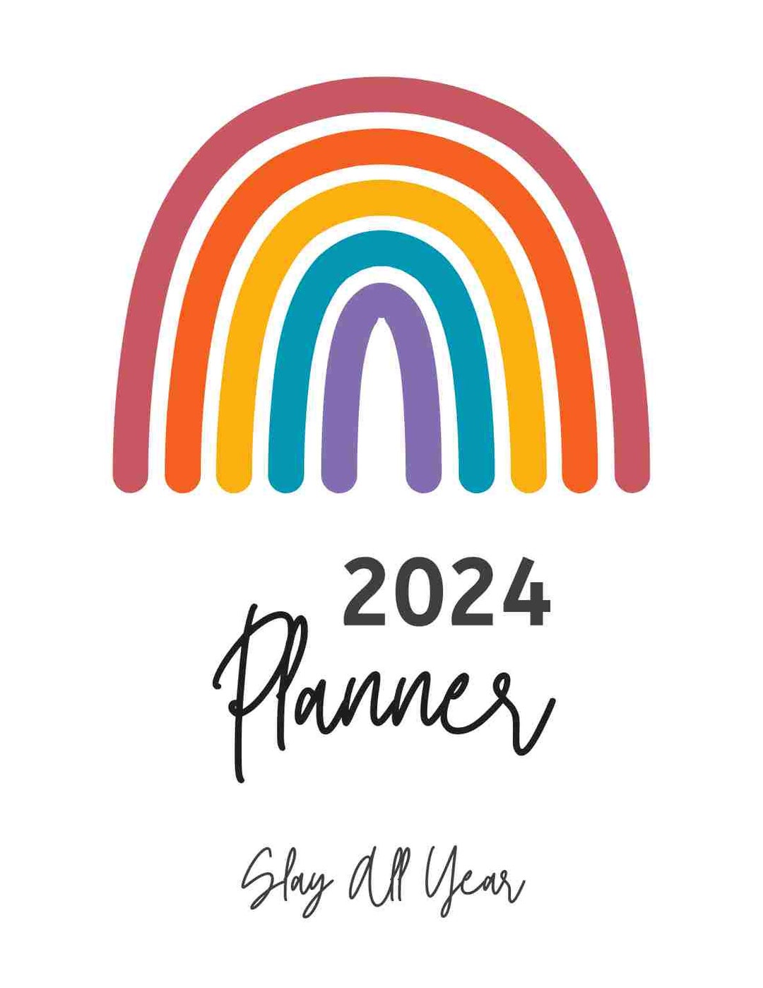 Pride Themed Yearly Planner Month by Month With Inspiration Notes 2024 ...