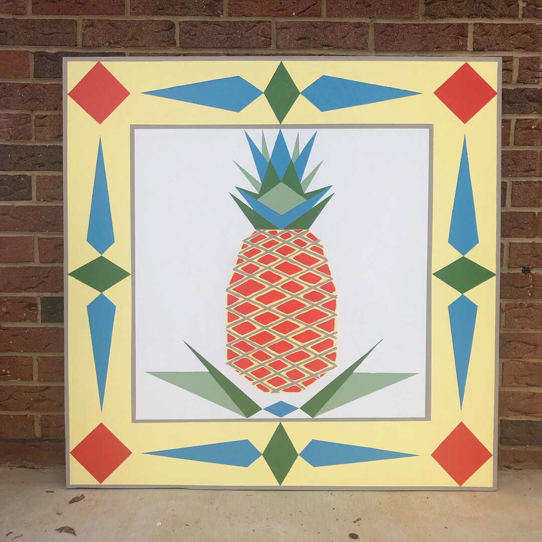 Hand Painted Rustic Barn Quilt. 2'x2', Pineapple Pattern. Indoor ...