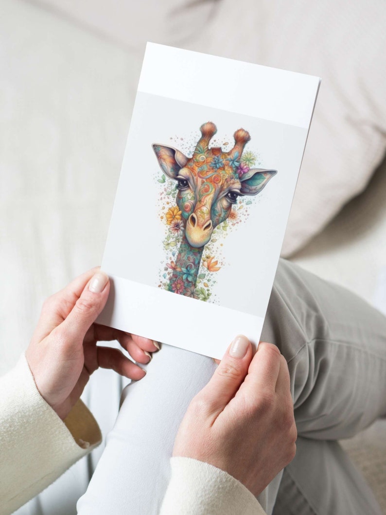 Giraffe Printable Line Art, Cute Adorable Giraffe Print, Safari Animal ...