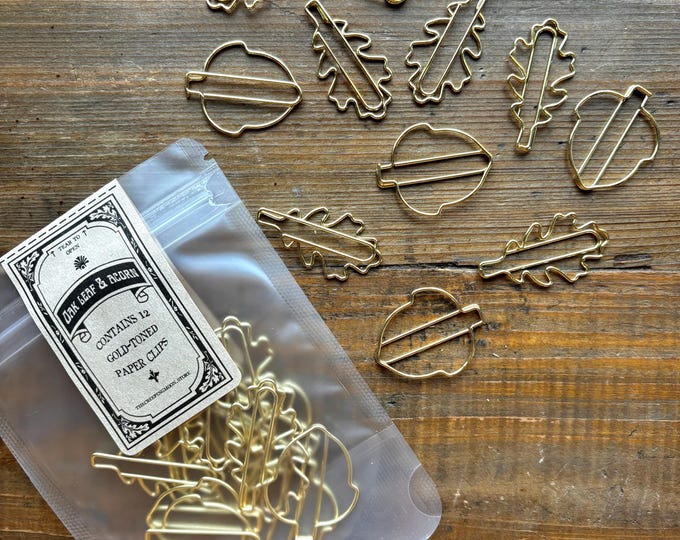 Oak Leaf & Acorn Paper Clip Set, Dark Academia Paper Clips, Dark ...