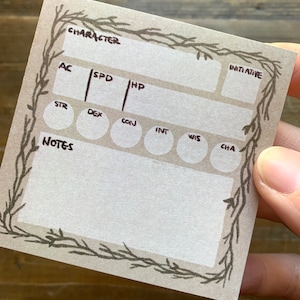 Stat Block Sticky Note for Dnd, Pathfinder, Ttrpg Stationery, Dnd ...
