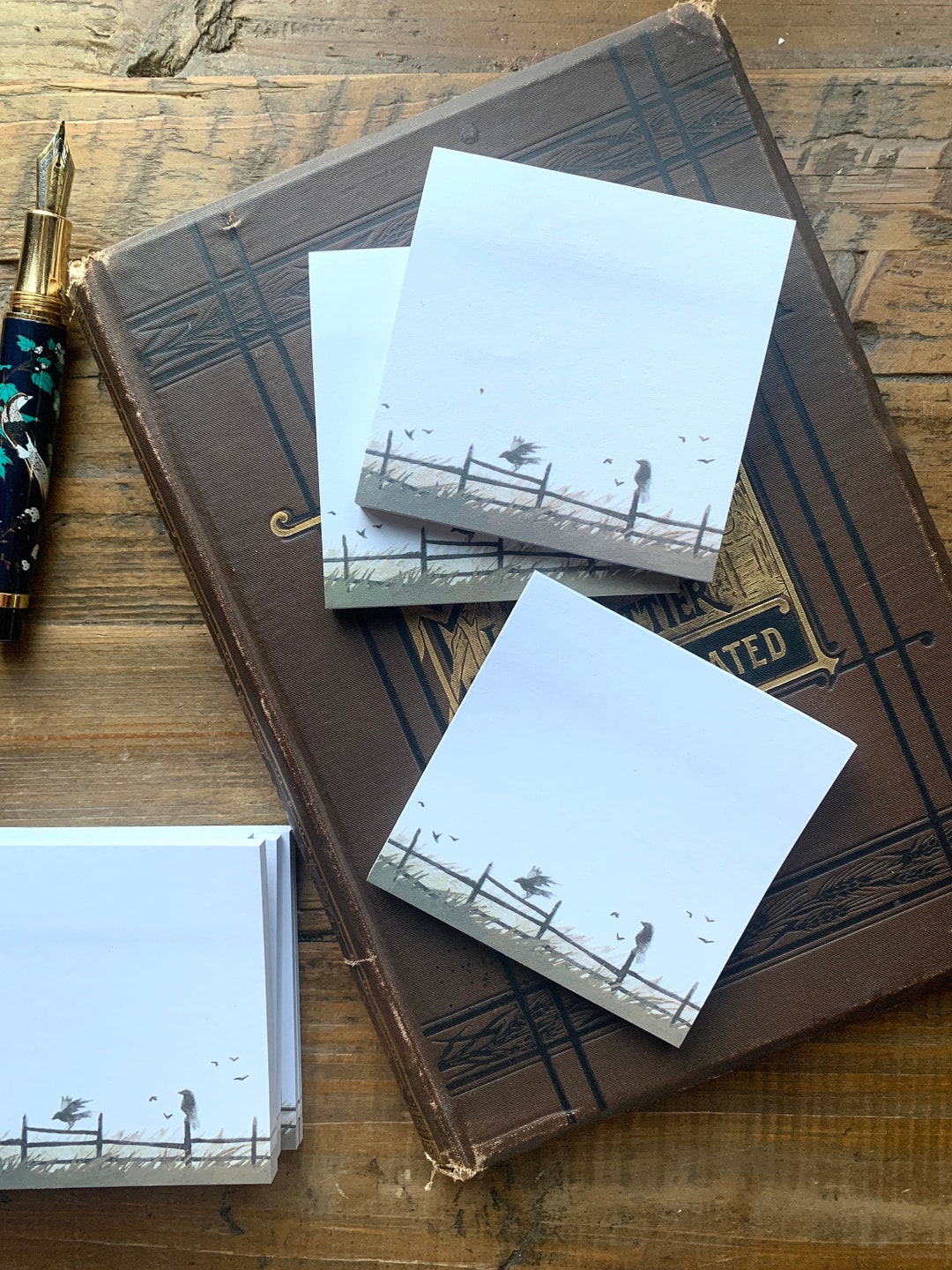 Harvest 3x3 Sticky Note Pad, Halloween Sticky Note, Note Pad, Crows ...