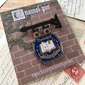 Bookstore Shop Sign Enamel Pin, Bookshop Pin, Hanging Shop Sign Pin ...