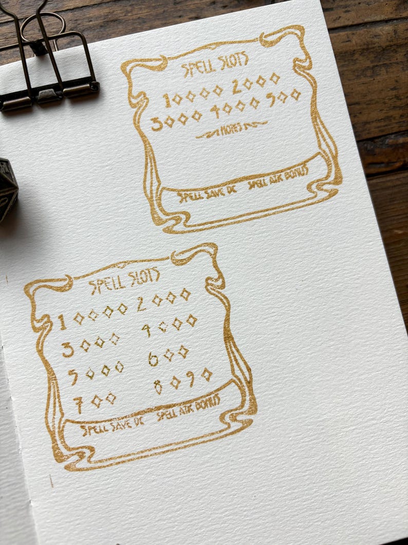 Spell Slots Rubber Stamp, Ttrpg Stamp, Spell Slot Tracker, Spell ...