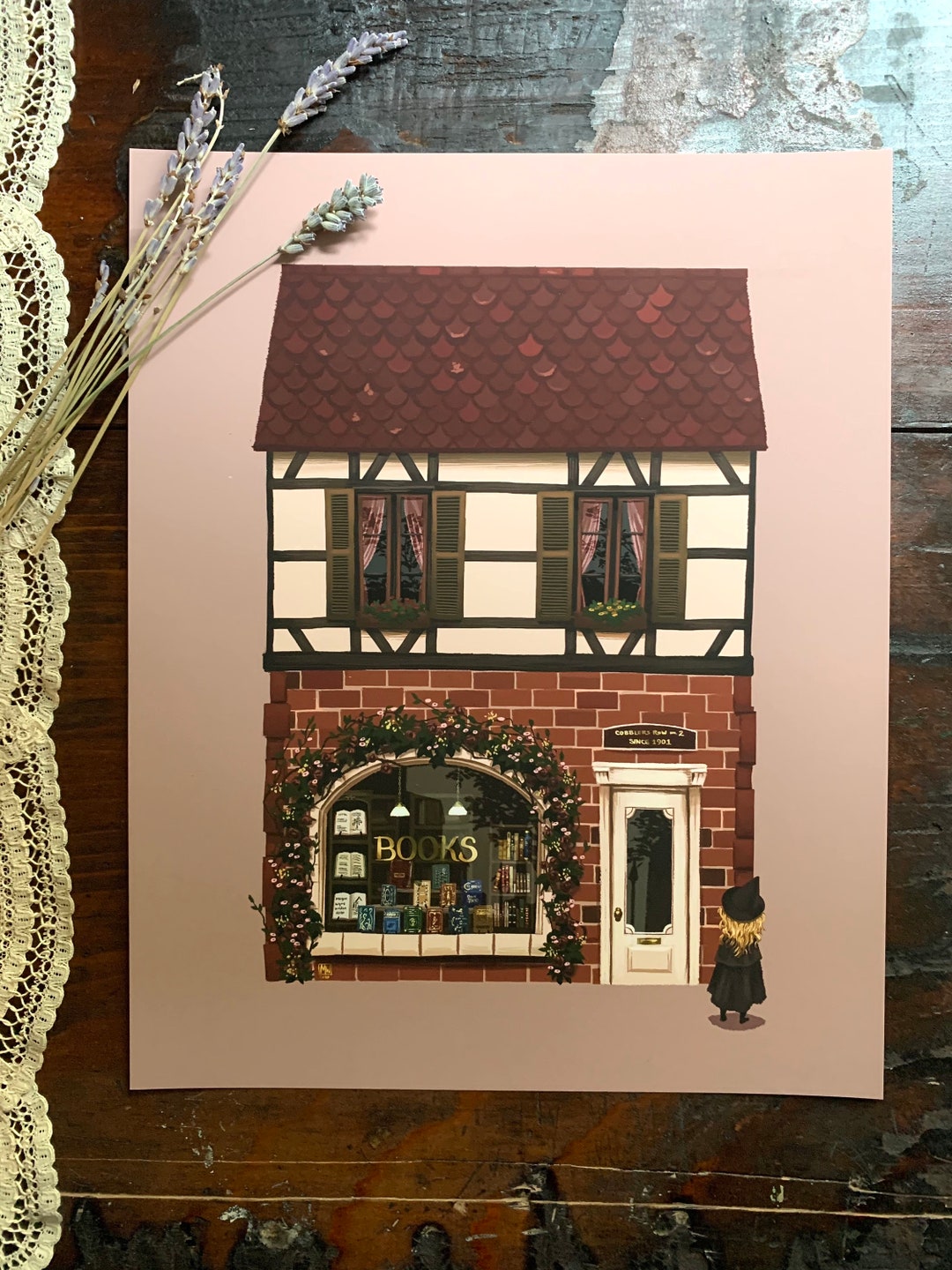 8x10 Print "the Bookstore" Witch Art, Fairy Tale - Etsy
