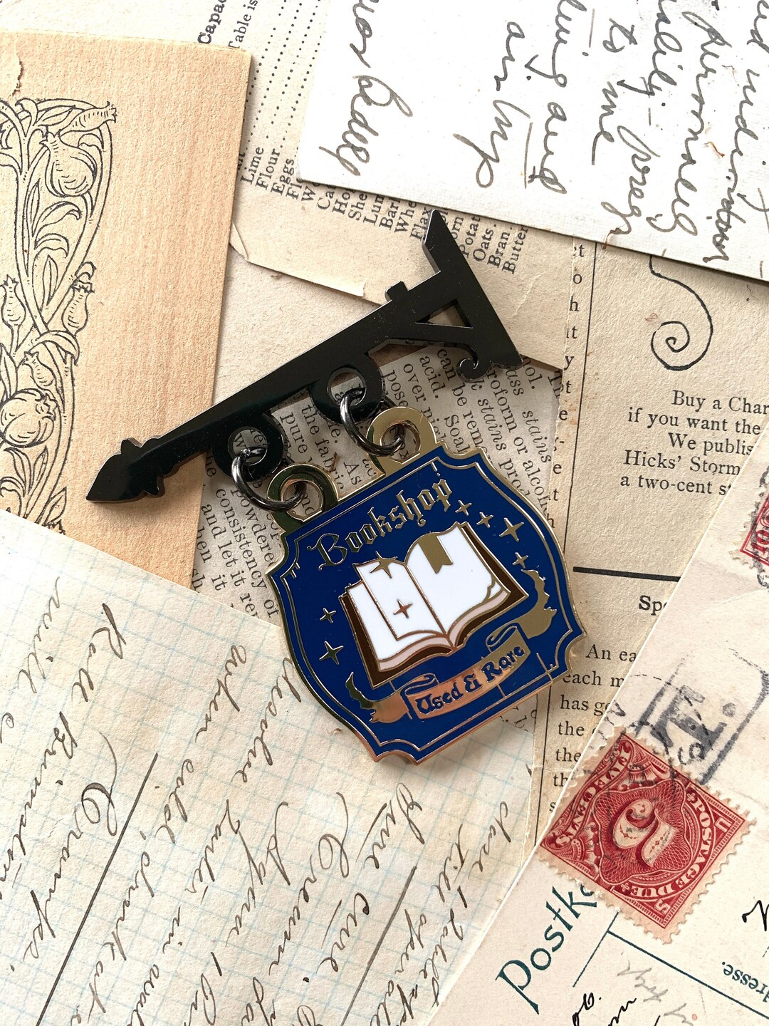 Bookstore Shop Sign Enamel Pin, Bookshop Pin, Hanging Shop Sign Pin ...