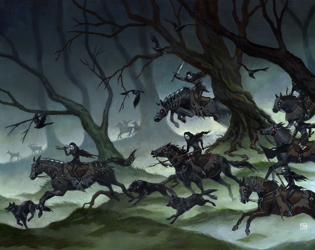 The Wild Hunt 8x10 Fine Art Print, Mythology Art, Dark Horsemen, Fairy ...