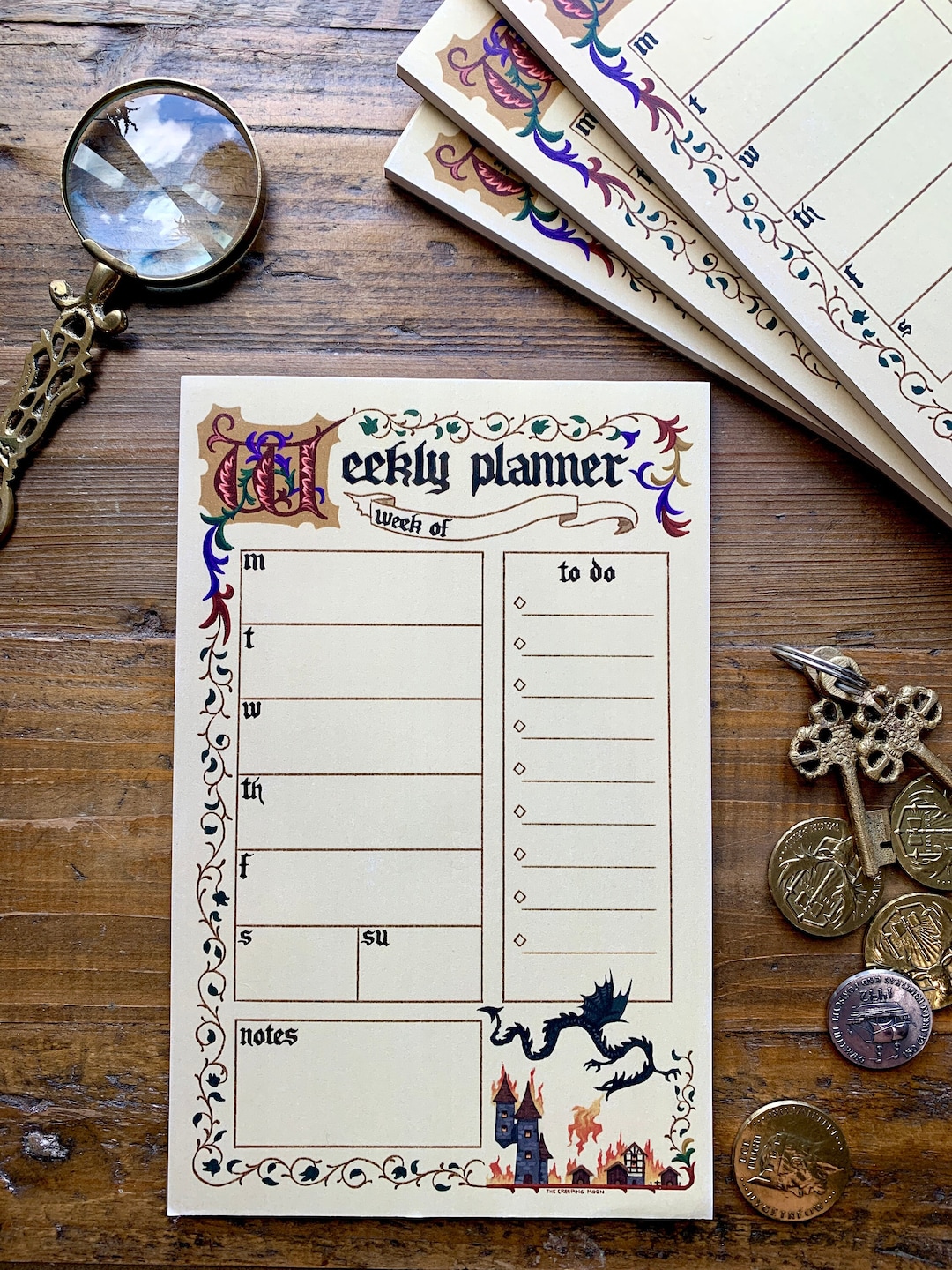 Medieval Weekly Planner Notepad, Illuminated Manuscript, Planner ...