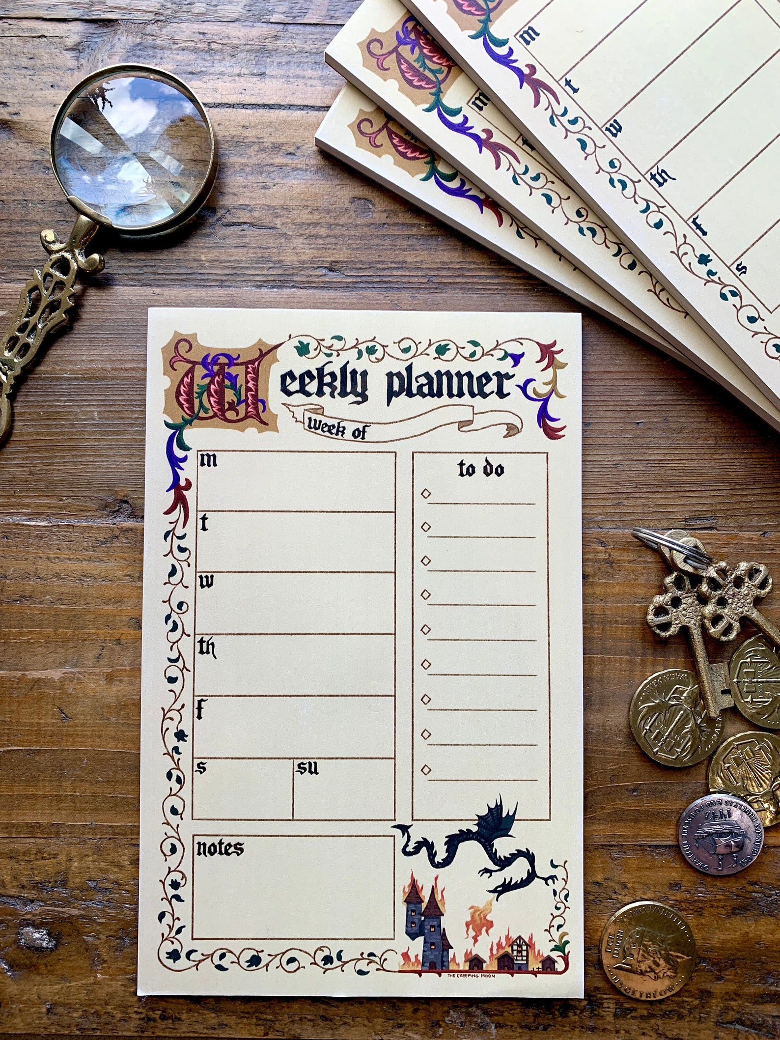 Medieval Weekly Planner Notepad, Illuminated Manuscript, Planner ...