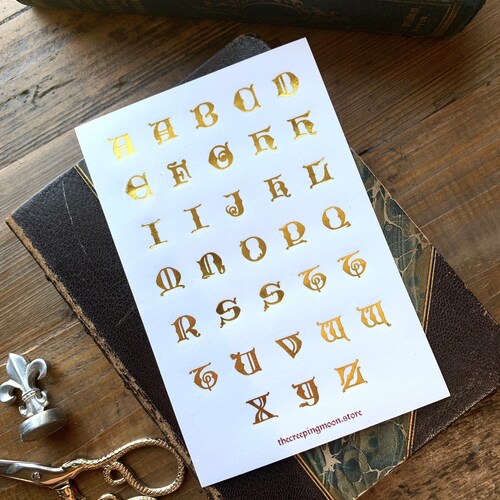Drop Cap Letters Gold Foil Sticker Sheet - Etsy