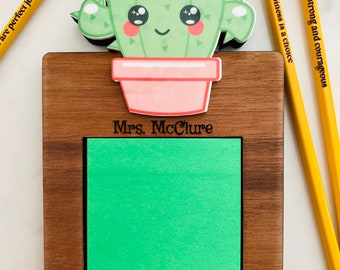 Monogram Post It Note Holder With Pen Slot - Etsy