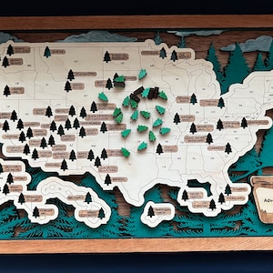 Personalized National Park Fill in Map Wall Art Wood, Adventure Tracker ...