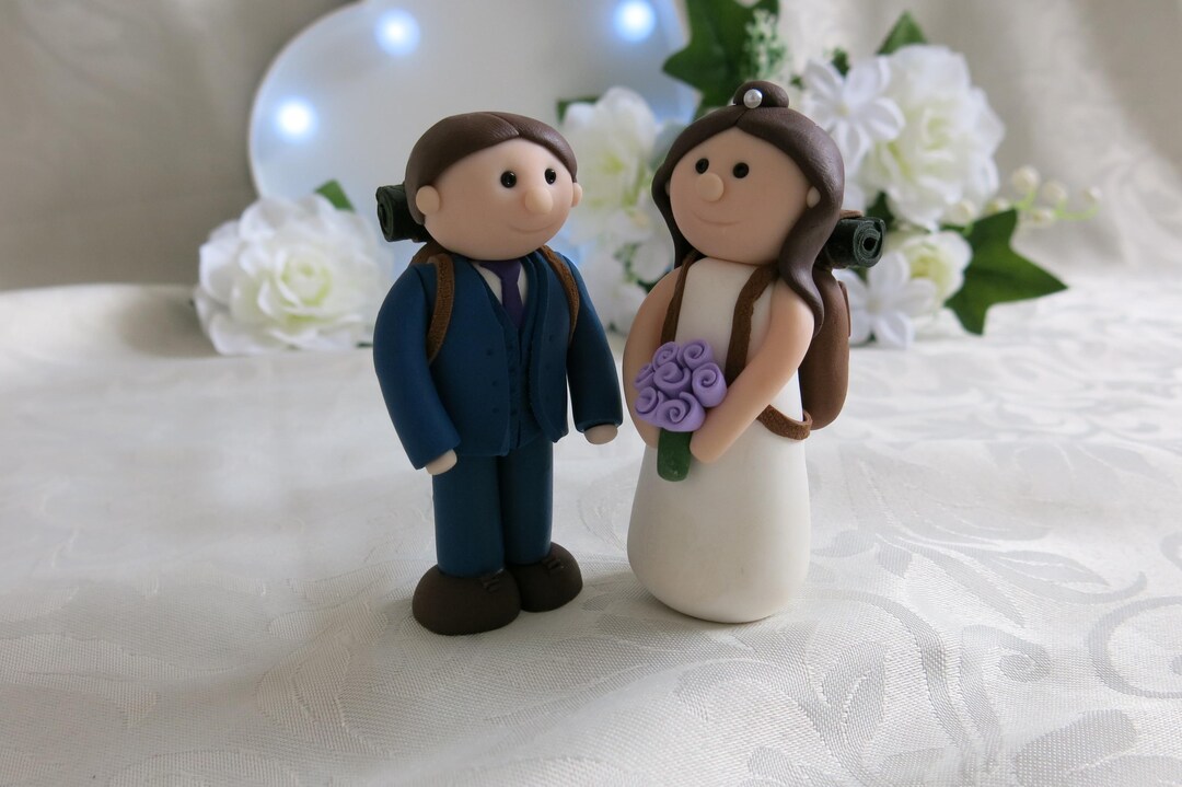 Mini Bride & Groom Clay Wedding Cake Figures Add Hobbies and Your ...