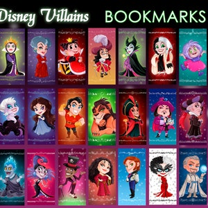 Bookmarks Disney Villains Halloween Evil Queen Hook Maleficent Tremaine ...