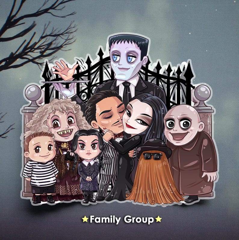 Stickers Spooky Family Halloween Cute Gifts Stationery Gothic Movies - Etsy